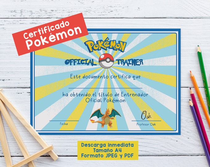 Official Pokémon Trainer Certificate - Etsy
