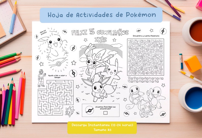 Pokemon Activity Sheet - Etsy