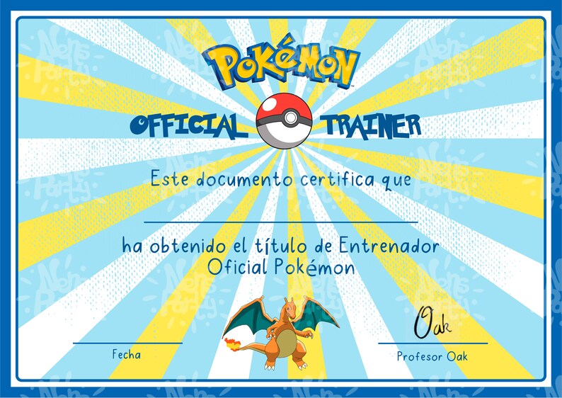 Official Pokémon Trainer Certificate - Etsy