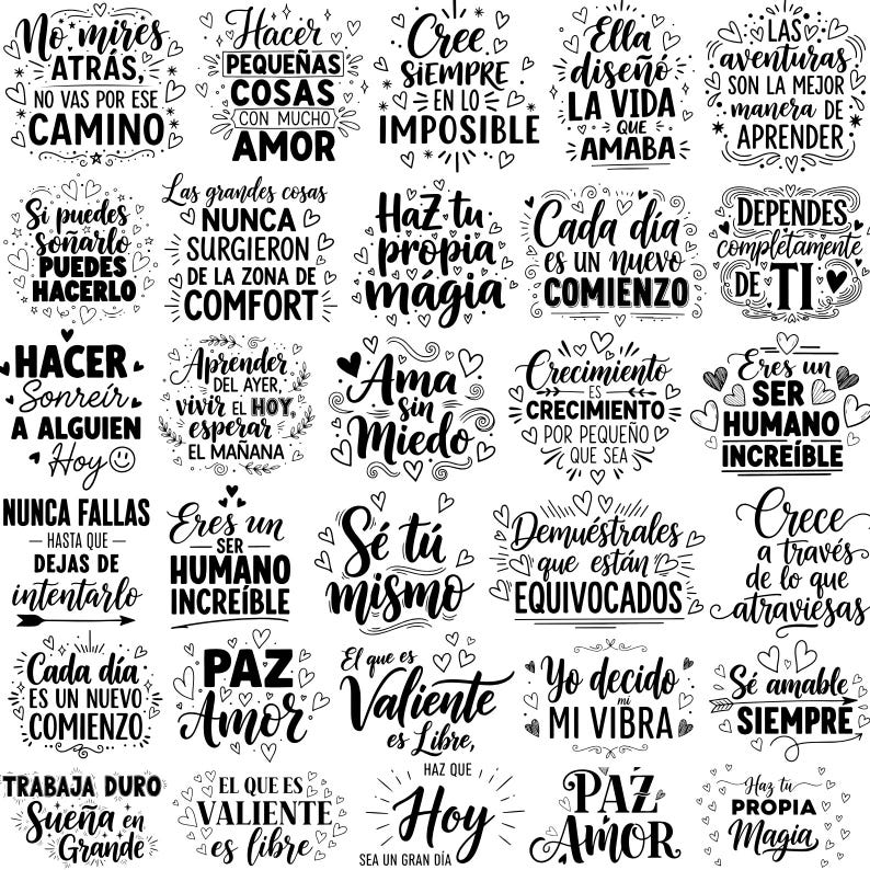 Spanish Motivational SVG Bundle, Motivational Quotes Svg, Inspirational ...