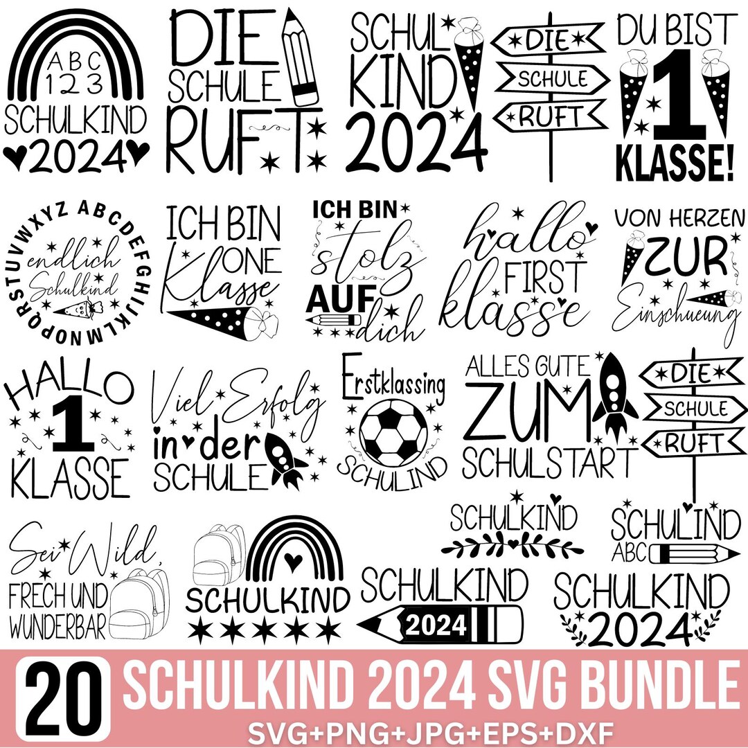 Deutsche Schulkind Plotterdatei Svg Bundle, Plotterdatei Schulkind, Schuleinführung Svg, Kind ...