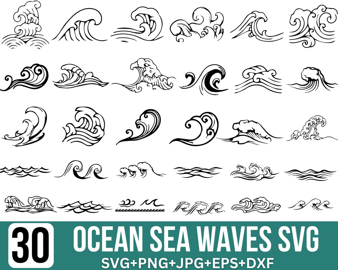 Wave Svg Bundle, Beach Svg, Ocean Svg, Water Svg, Water Splash Svg ...