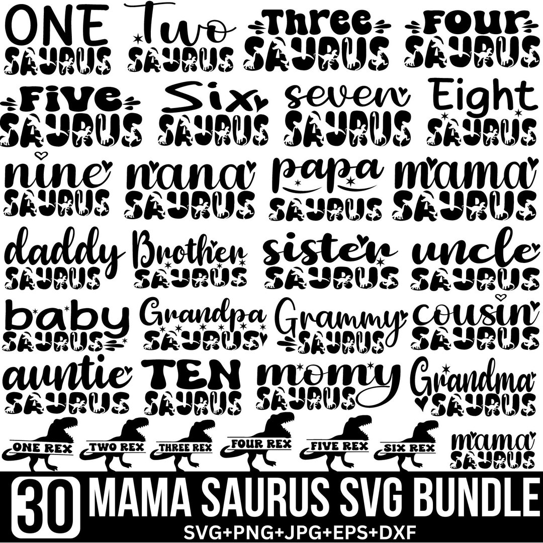 Mama Saurus SVG Bundle, Dinosaur Svg, Family Saurus Svg, Brothersaurus ...