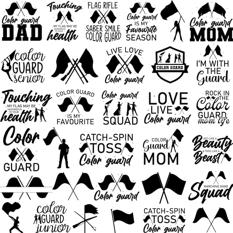 Color Guard Svg Bundle, Color Guard Flag, Color Guard Rifle, Color ...