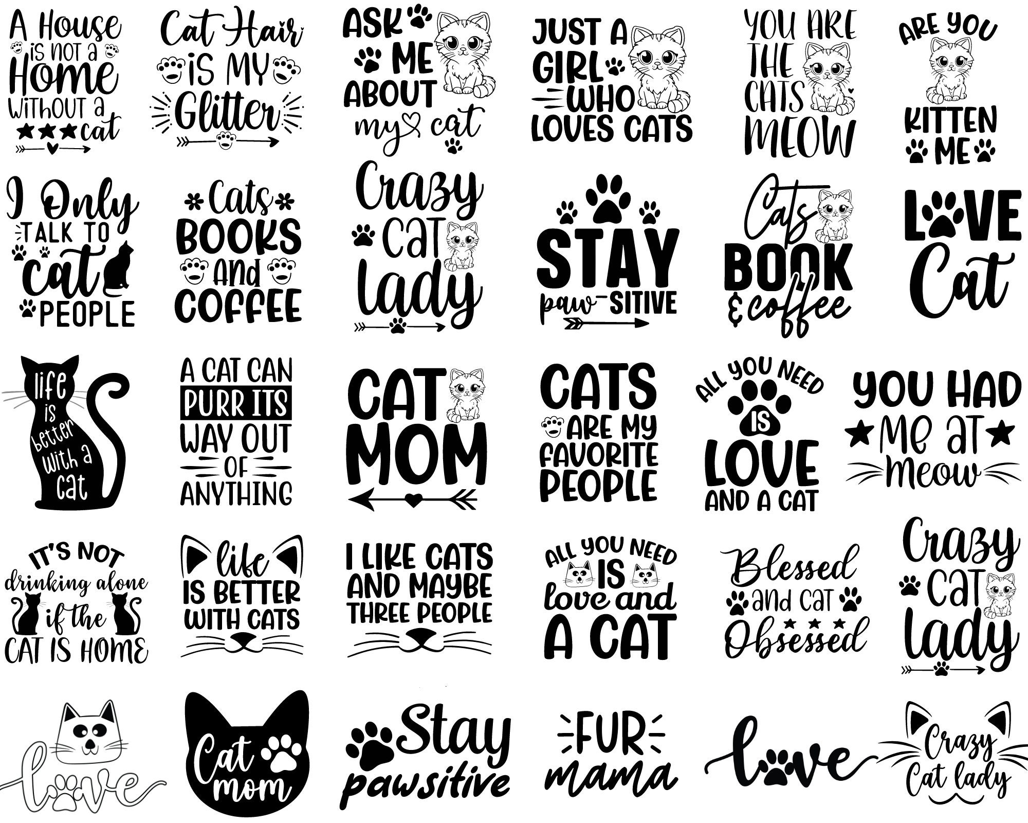 Cat SVG Bundle, Cat Quotes Svg, Fur Mom Svg, Cat Head SVG, Cat Lover ...