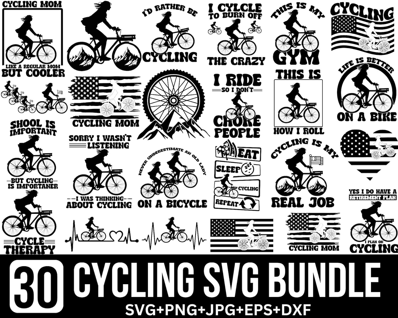 Cycling Svg Bundle, Mountain Bike Svg, Workout Svg, Motocross Svg ...