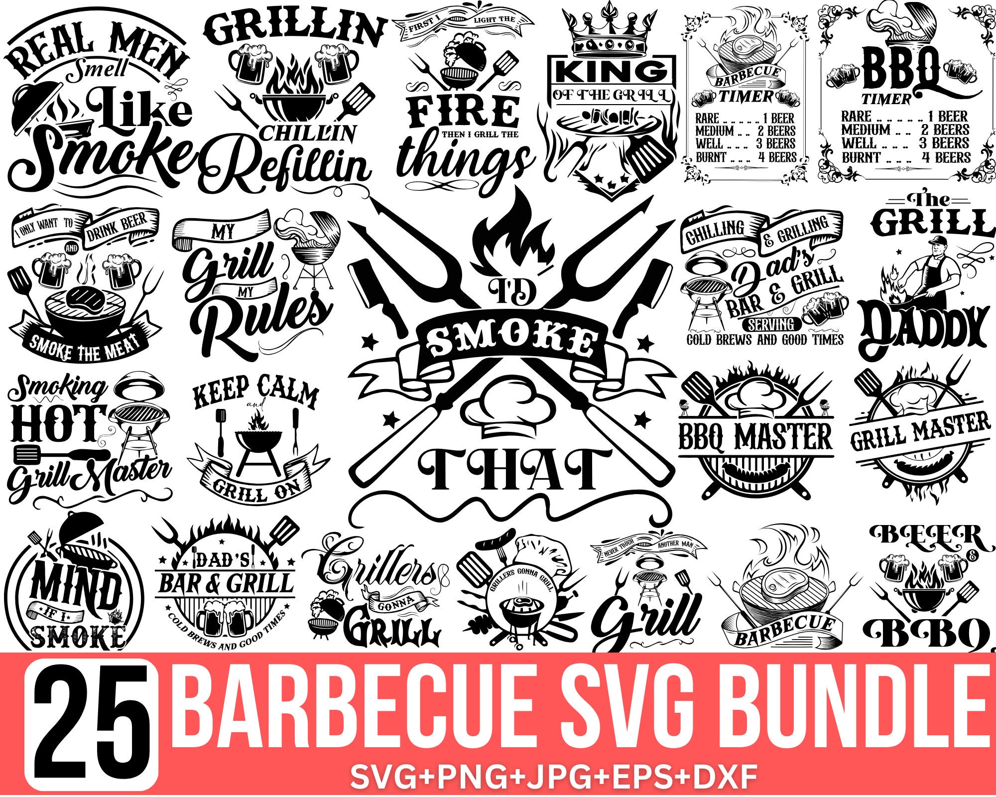 Barbecue Svg Bundle, Bbq Svg, Grilling Svg, Chill SVG, BBQ Quotes, Dad ...