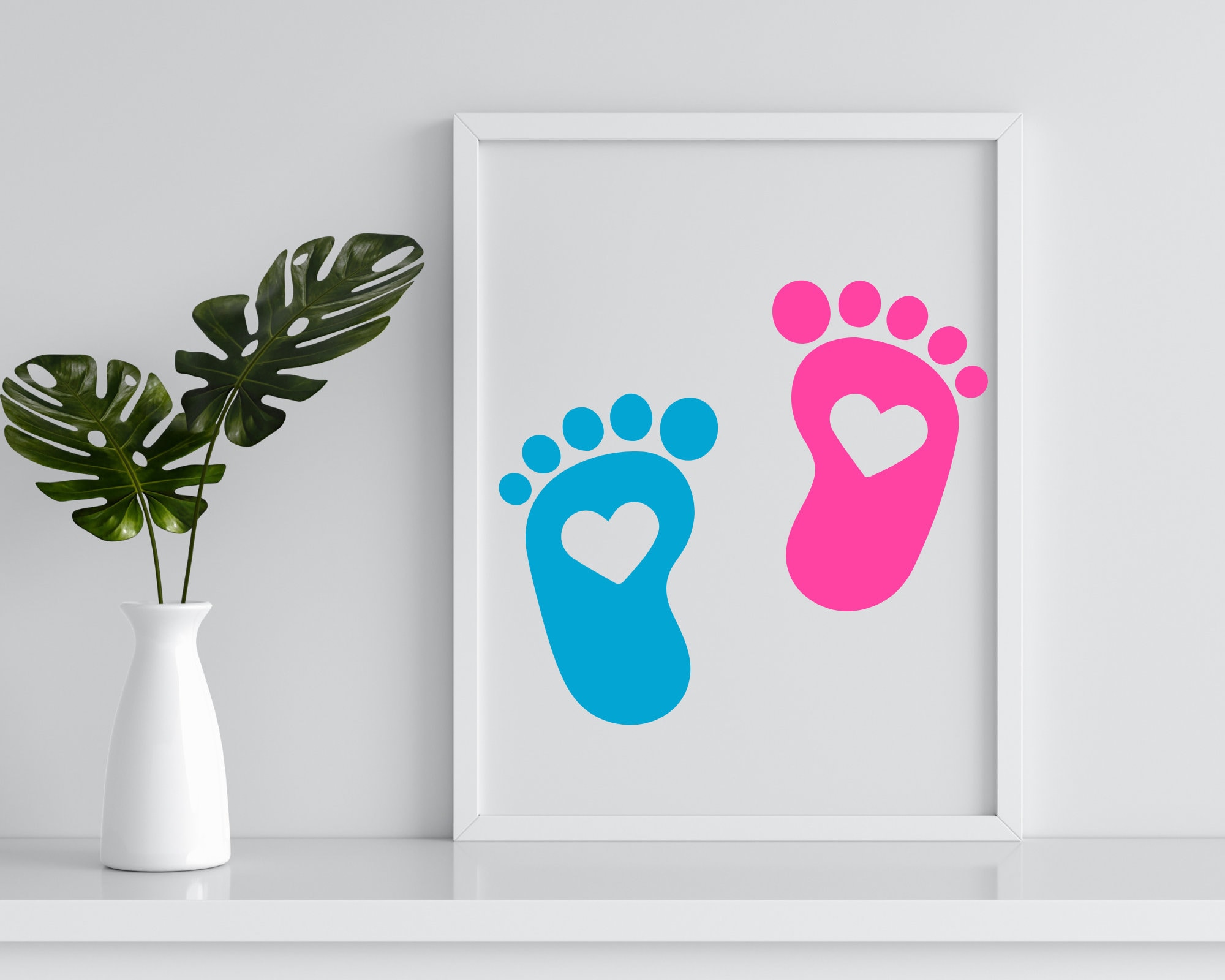 Baby Footprint SVG: Pink or Blue Feet, Monogram Cut File (digital ...