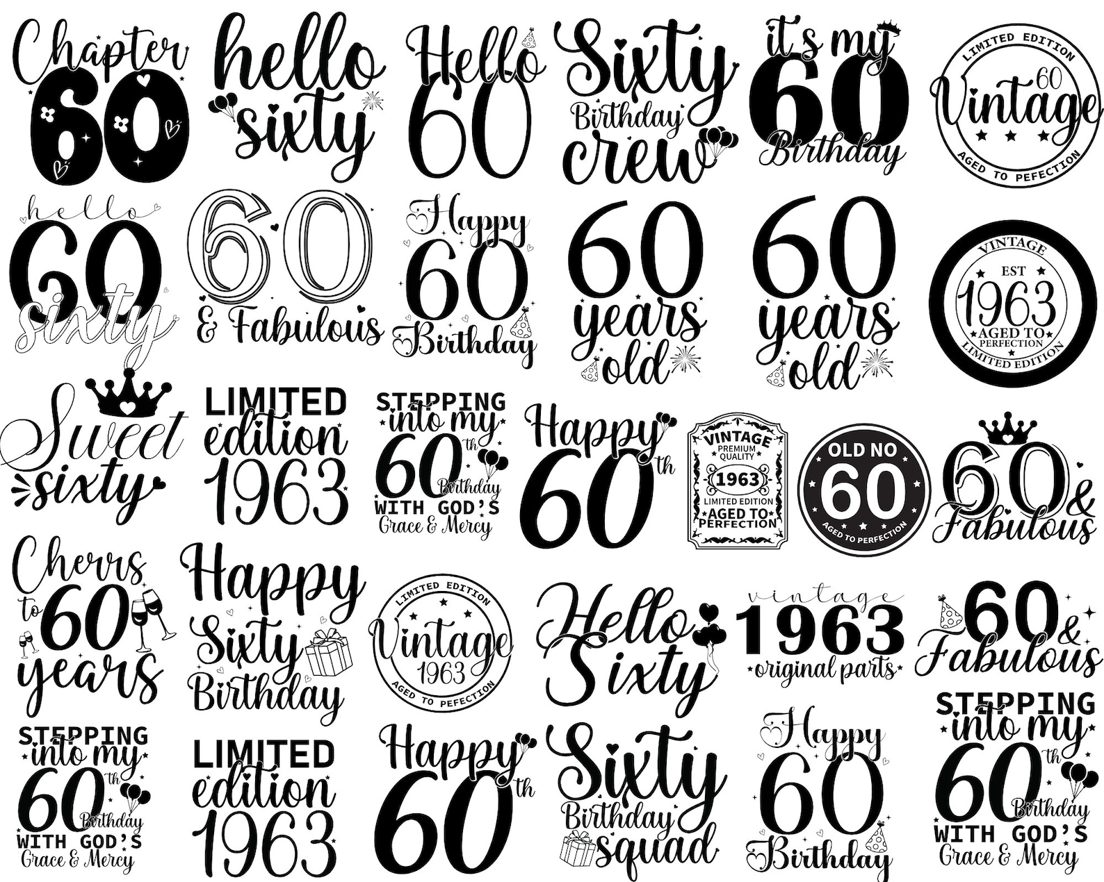 60th Birthday Svg Bundle, Fabulous Svg, Birthday Svg, Dad 60th Birthday ...