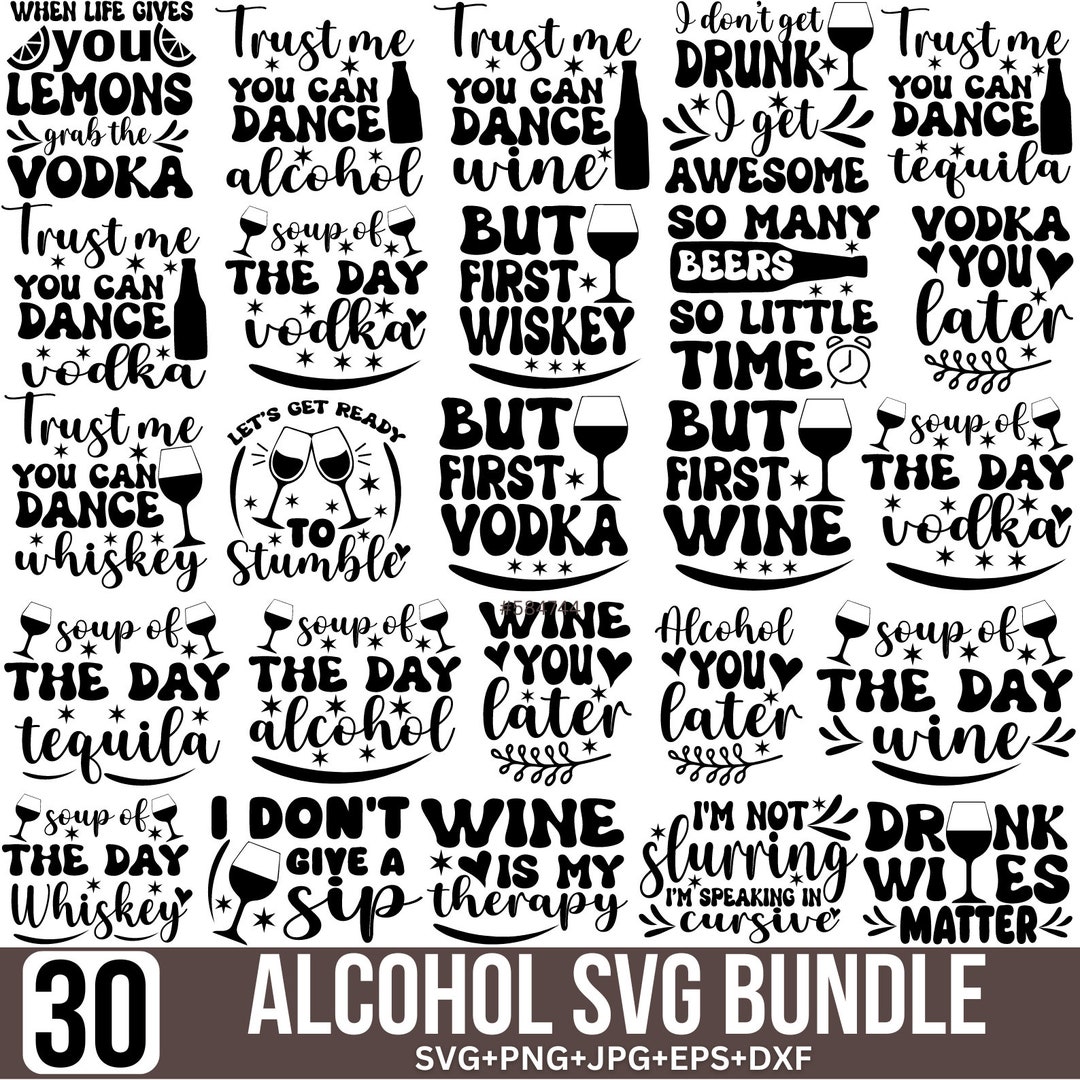 Alcohol Drinking Svg Bundle, Beer Svg Set, Wine Svg, Whiskey Svg, Beer ...