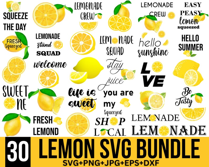Lemon SVG Bundle: Summer & Lemonade Designs (digital Download) - Etsy