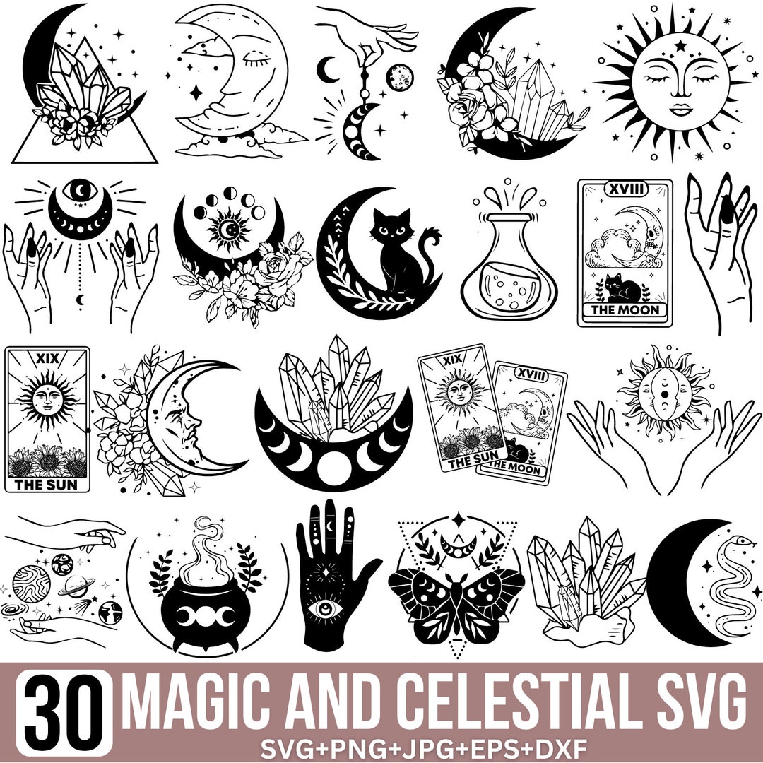 Witchy Celestial SVG Bundle: Witchy Svg, Mystical Svg, Celestial Svg ...