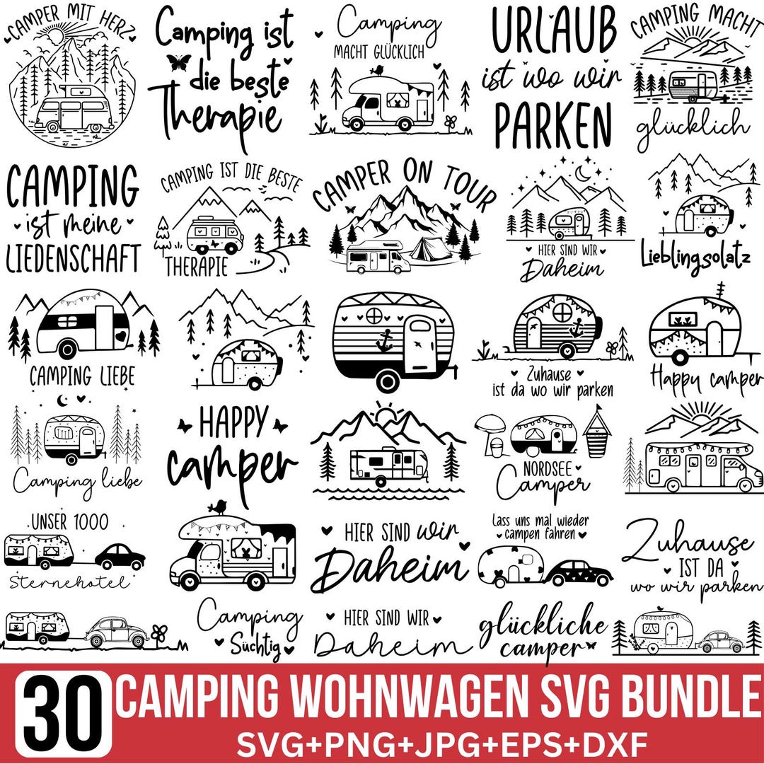 Plotterdatei Camping Wohnwagen Svg Bundle, Camping Sprüche Svg, Camper Svg, Plotterdatei Camper ...