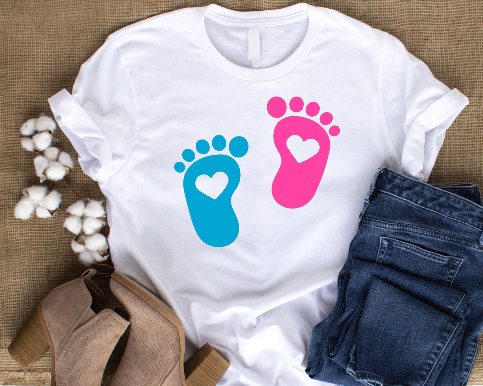 Baby Footprint SVG: Pink or Blue Feet, Monogram Cut File (digital ...