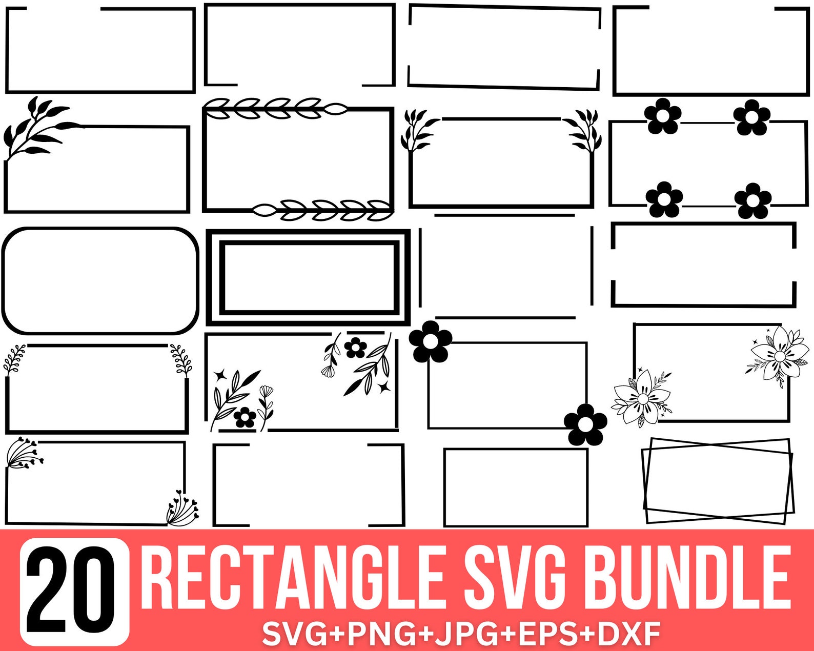 Rectangle Frame SVG Bundle: Frame SVG, Flourishes Svg, Split Square ...