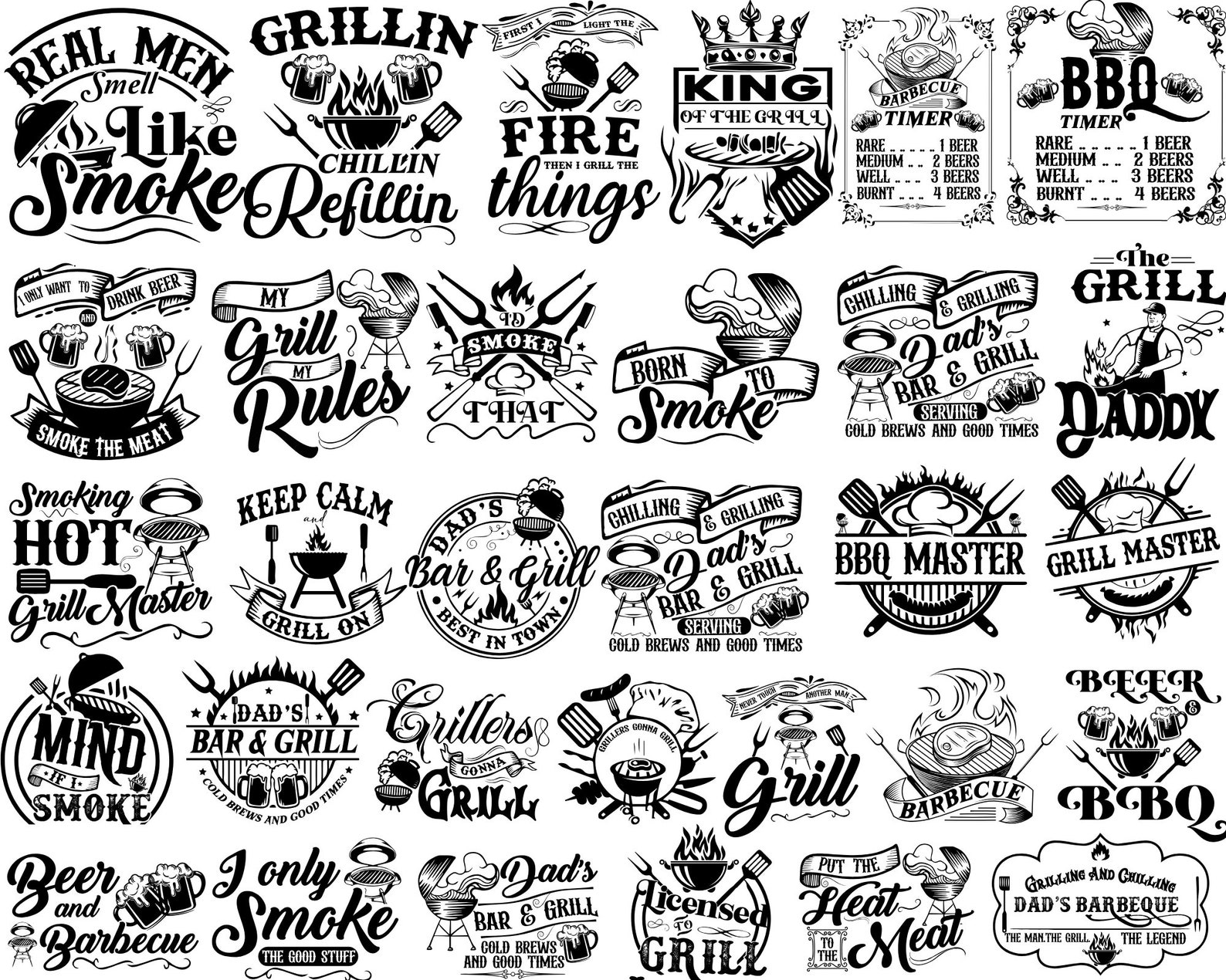 Barbecue Svg Bundle, BBQ Svg, Apron Graphics, Grilling Svg, Dad's Bar ...