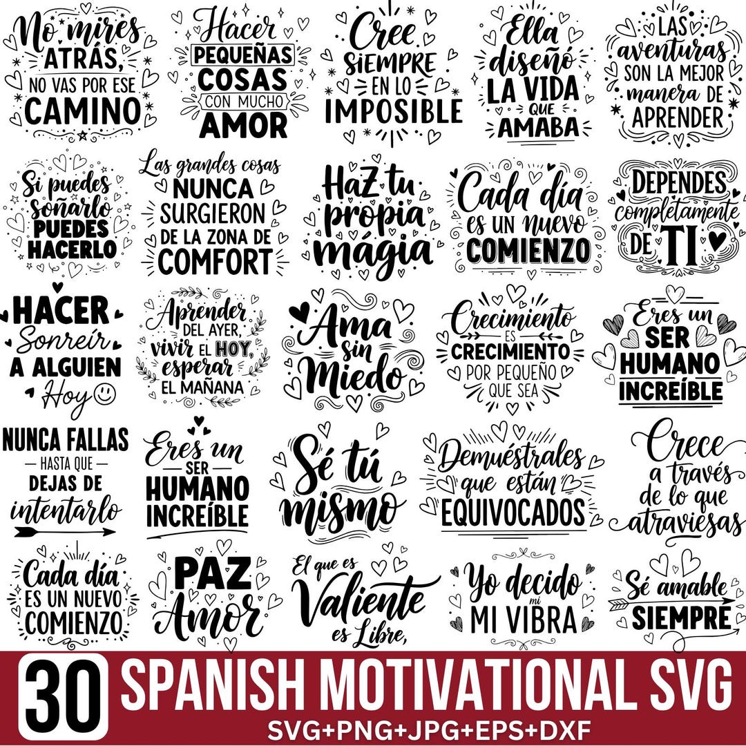 Spanish Motivational SVG Bundle, Motivational Quotes Svg, Inspirational ...