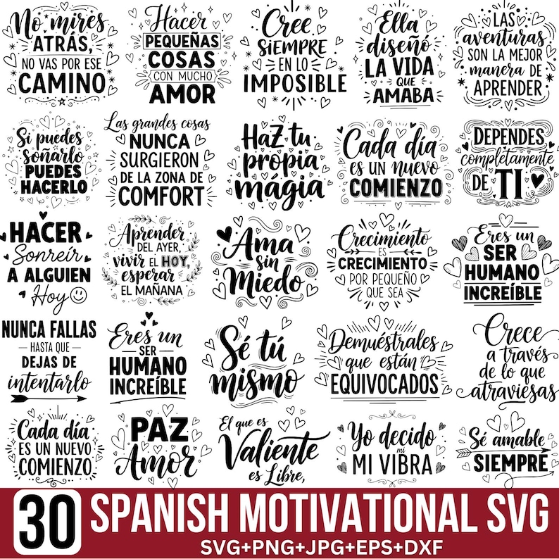 Spanish Motivational SVG Bundle, Motivational Quotes Svg, Inspirational ...