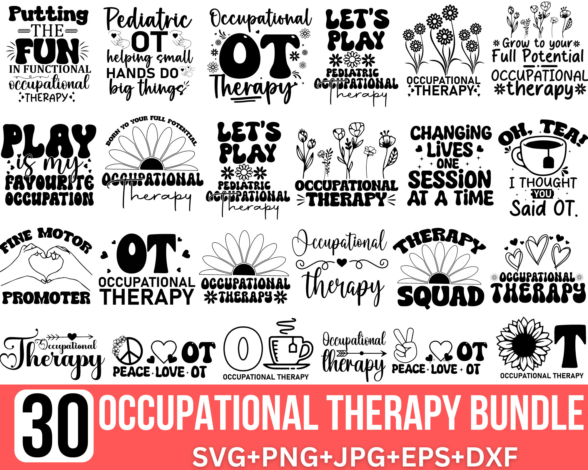 Occupational Therapist Svg Bundle, Medical Svg, OT Life Svg, Therapy ...