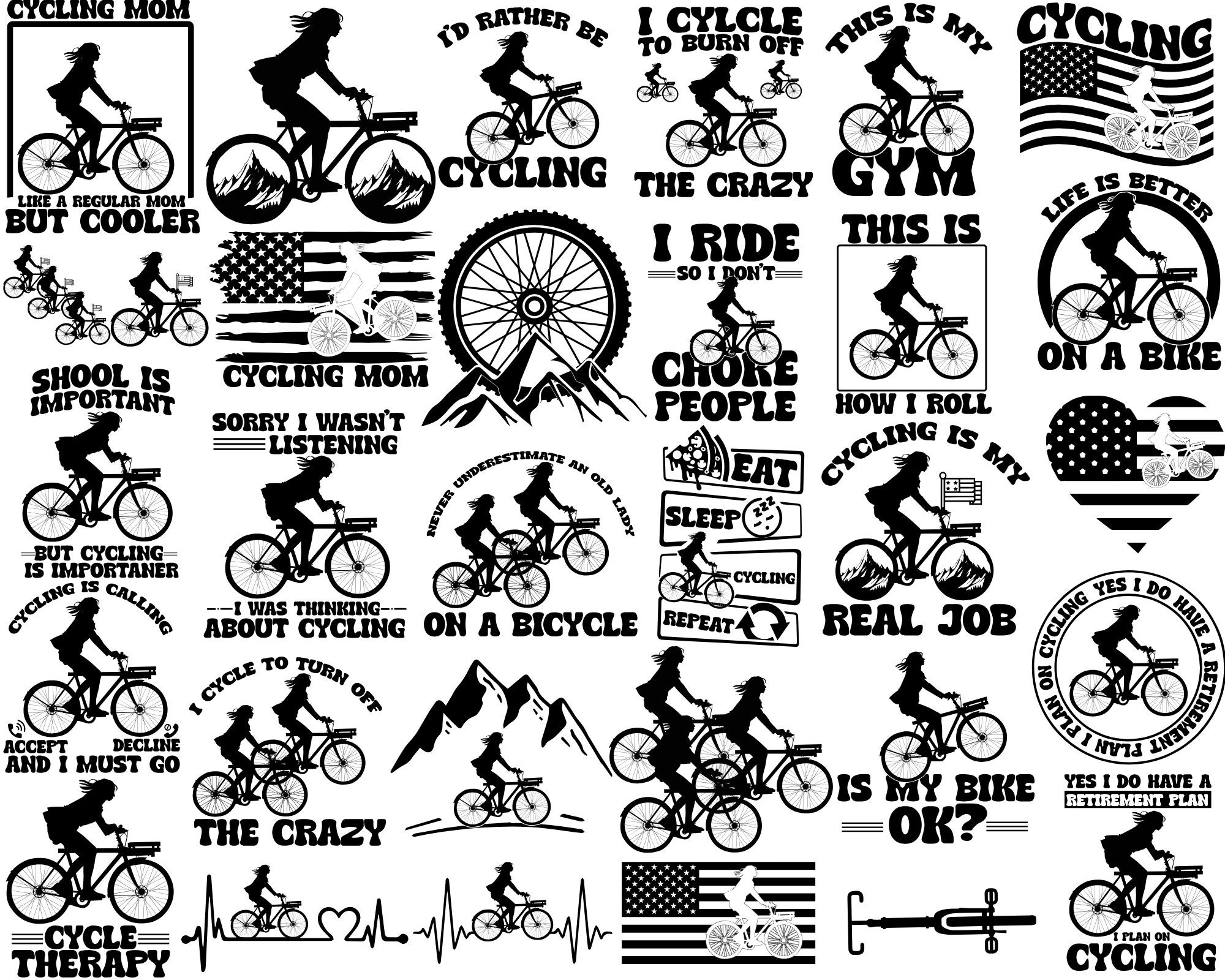 Cycling Svg Bundle, Mountain Bike Svg, Workout Svg, Motocross Svg ...