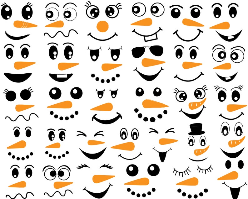 Snowman Face Svg Bundle, Cute Snowman Svg, Winter Svg, Christmas ...