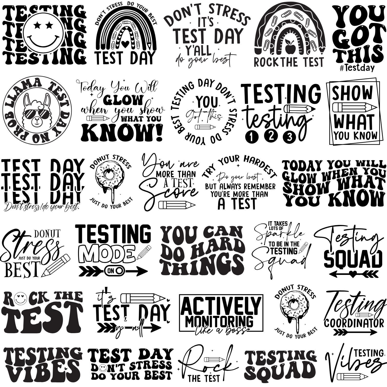 Testing SVG Bundle: Teacher Quotes, Funny Test Day Designs, Test Day ...