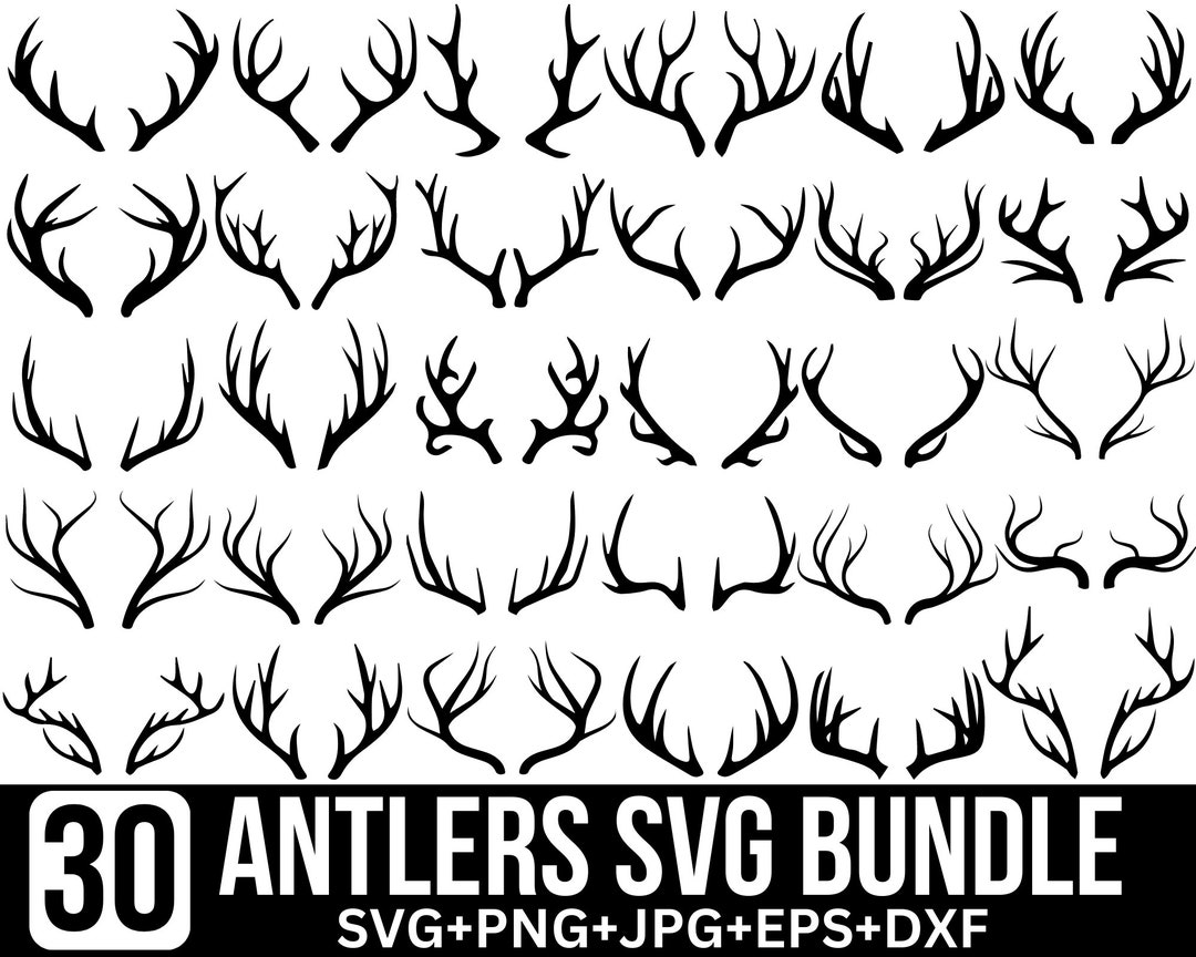 Deer Antler Skull Svg Bundle, Heart Boho Antler Svg, Deer Antlers ...