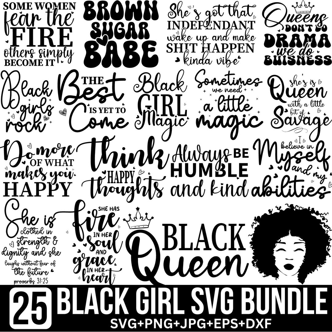 Black Girl Magic SVG Bundle: Afro Queen, Melanin Designs (digital ...