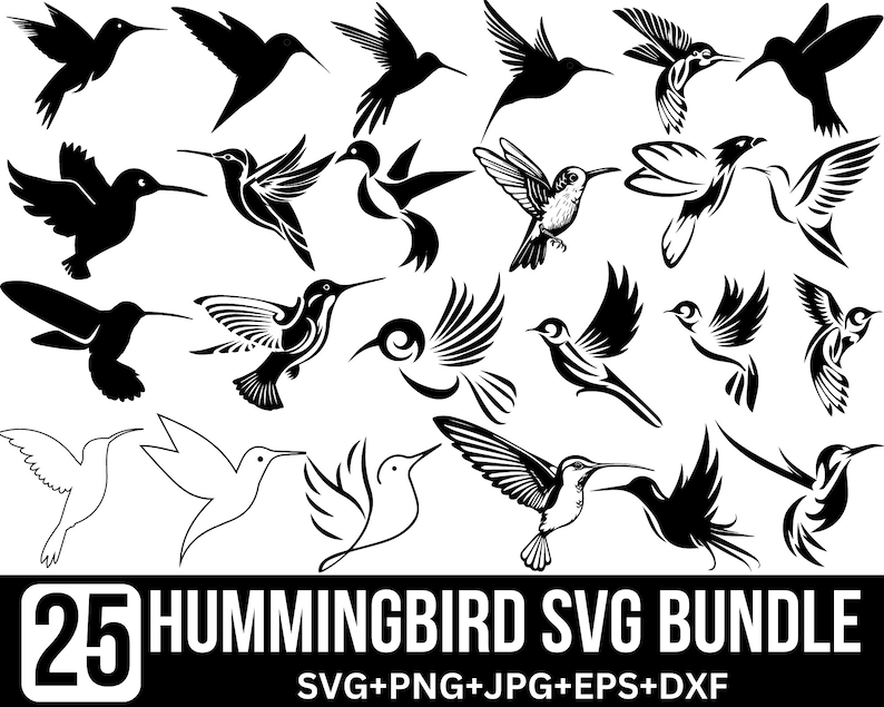 Hummingbird SVG Bundle: Spring Bird Art, Cricut Files (digital Download ...