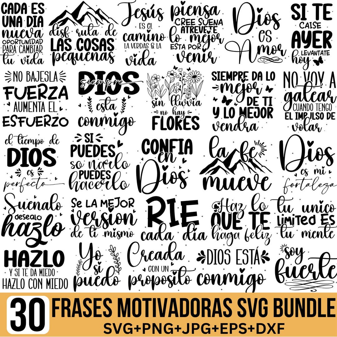 Spanish Sayings Svg Bundle, Frases Religiosas Svg, Positive Quotes ...
