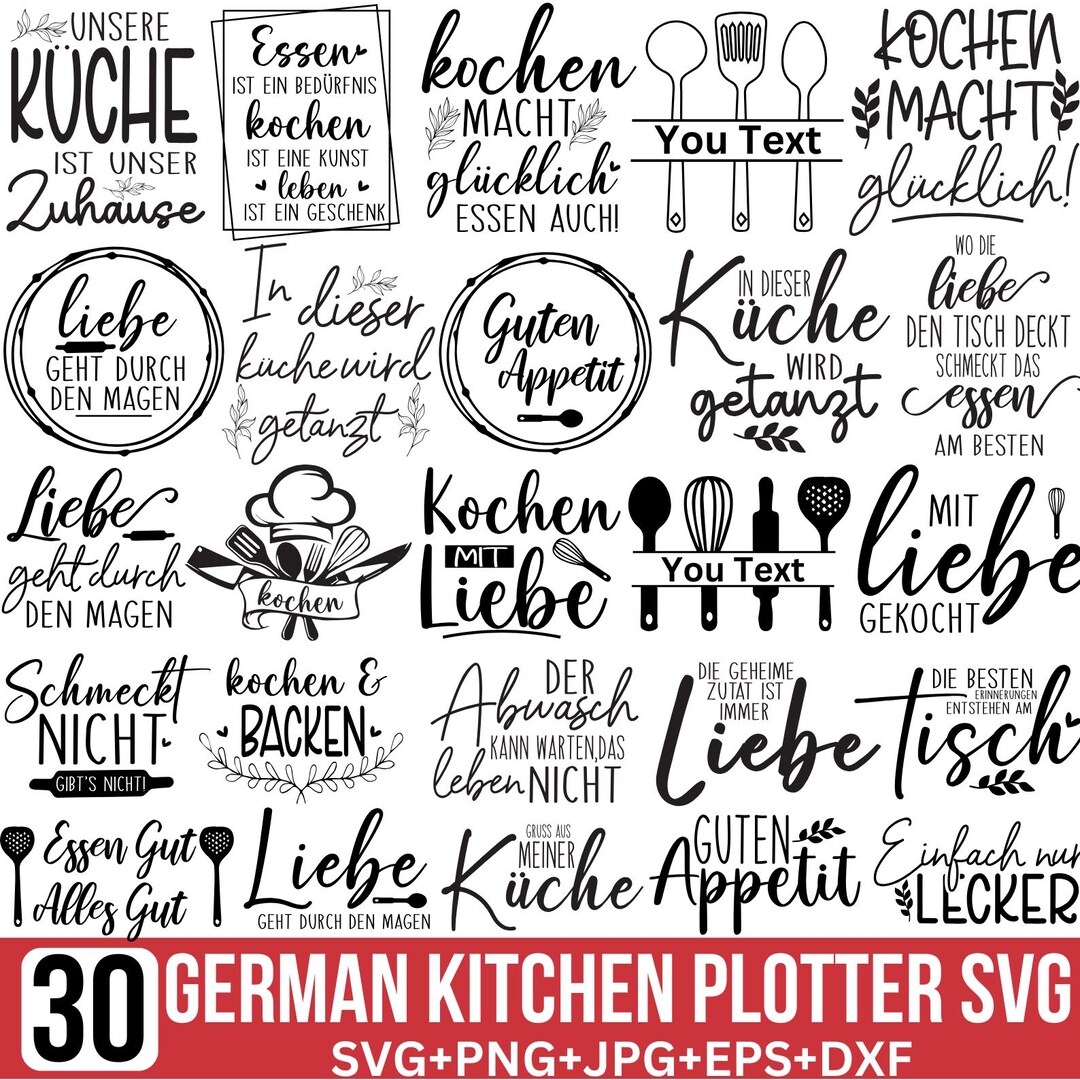German Plotter File Kitchen Svg Bundle, German Quotes Svg, German ...