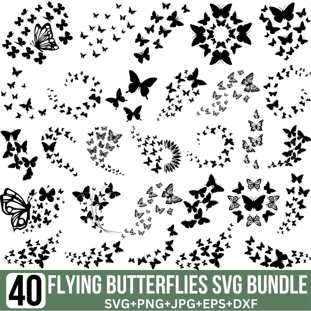 Flying Butterflies SVG Bundle, Butterfly Svg, Butterfly Design Layout ...