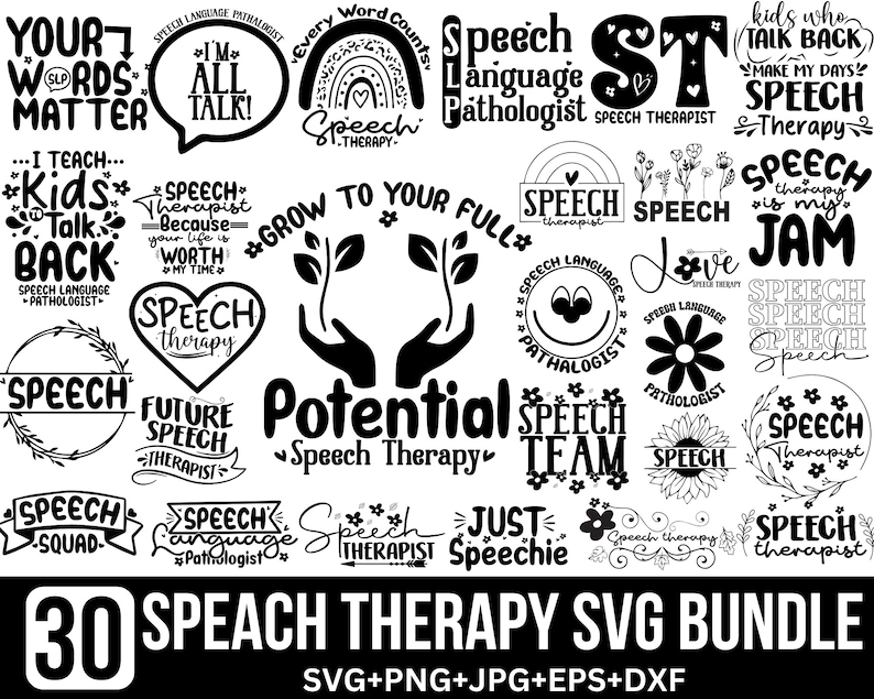 Speech Therapist SVG Bundle: Rainbow Floral SLP Designs (digital ...