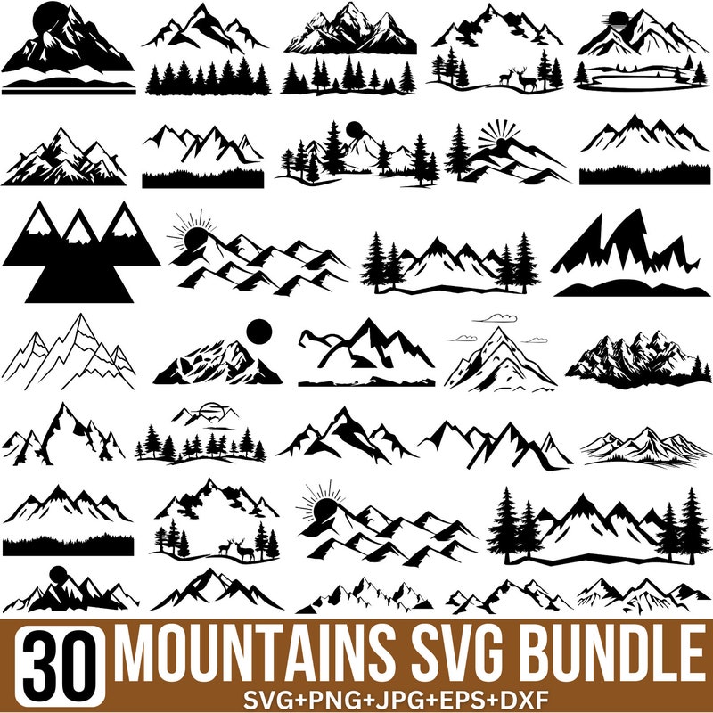 Mountains With Trees Svg - Etsy
