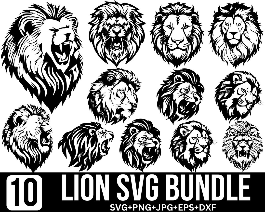 Lion Svg Bundle, Lion Head Svg, Animal Svg, Feral Animal Svg, King of ...