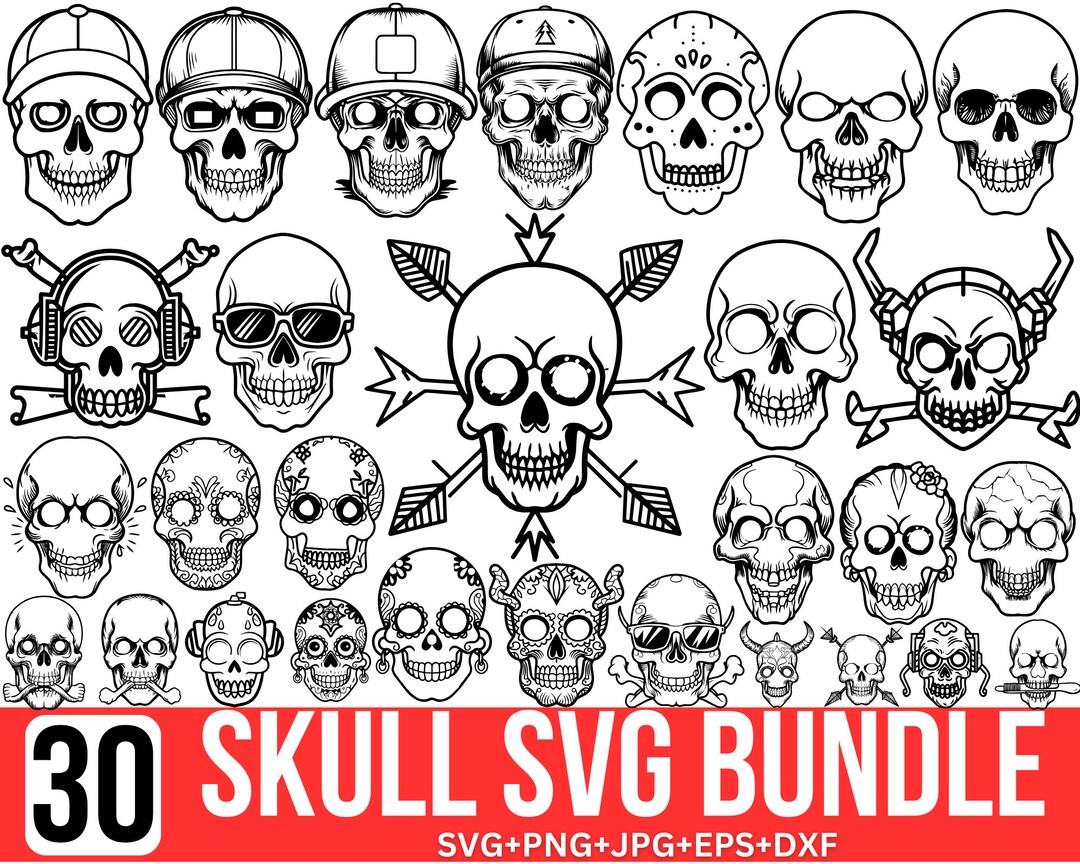 Skull Svg Bundle, Skull Png, Sugar Skulls Svg, Punisher Skull Svg ...