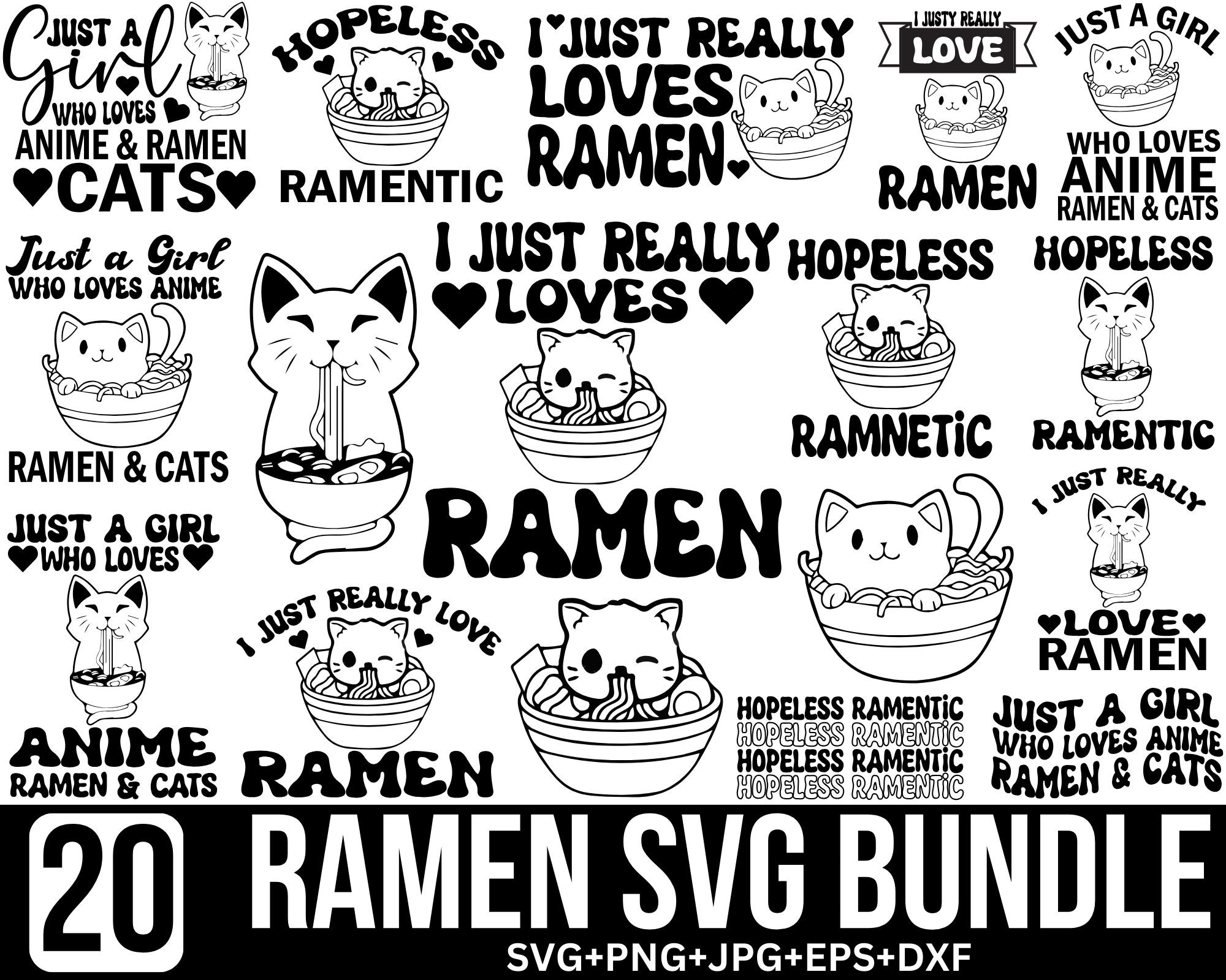 Ramen Svg Bundle, Anime Svg, Cat Svg, Ramen Svg Shirt, Ramen Svg ...