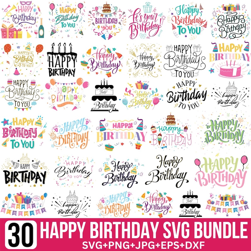 Happy Birthday Svg - Etsy