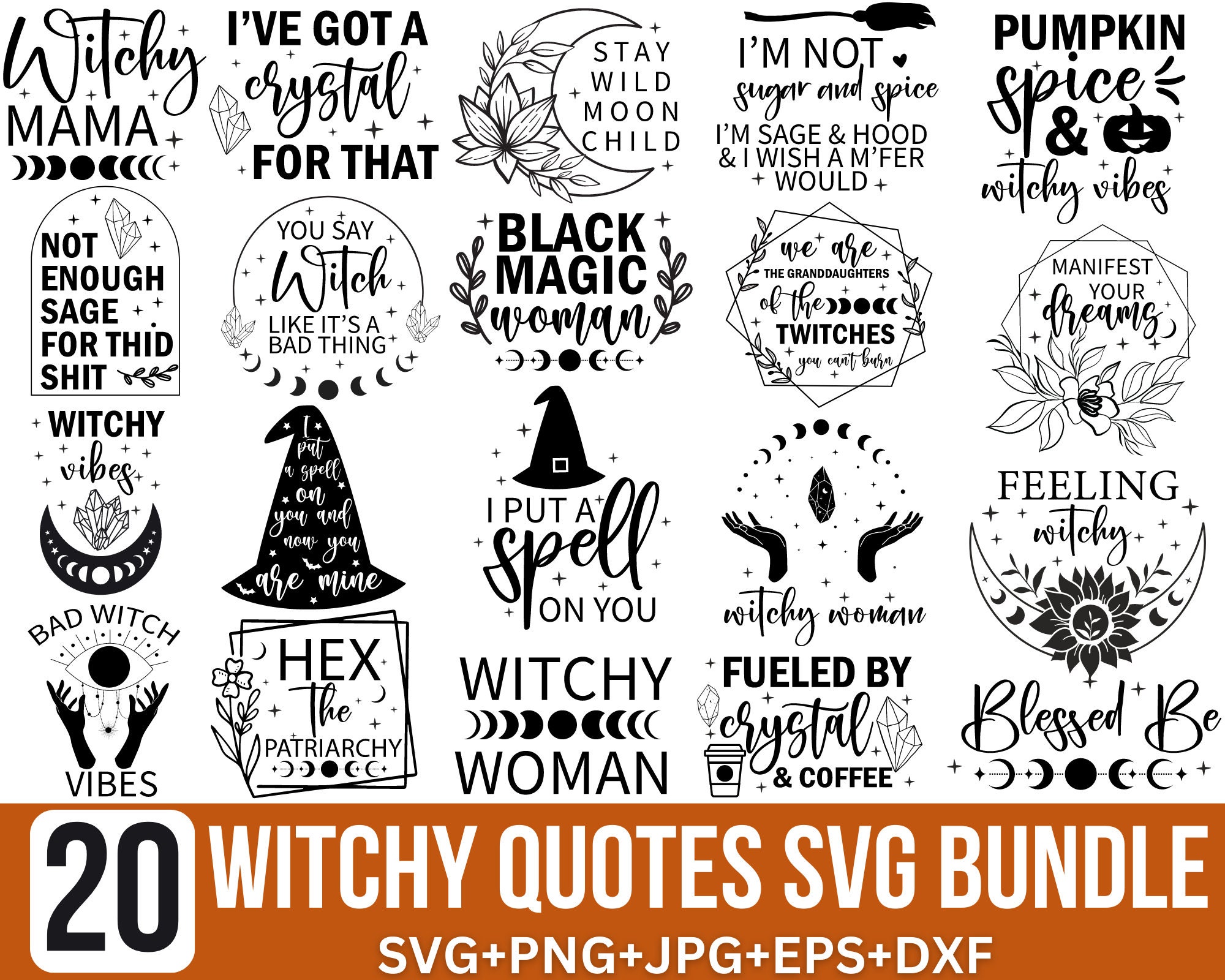 Witchy Quotes Svg Bundle Witchcraft Svg Fall Svg Wicca Svg - Etsy