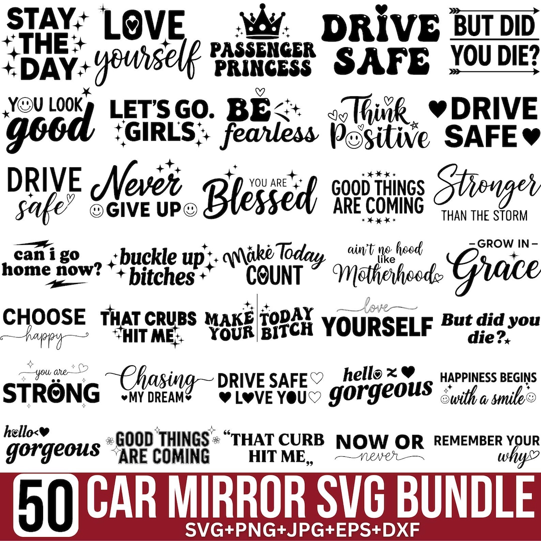Car Mirror SVG Bundle, Rearview Mirror SVG, Car Mirror Decal Svg ...