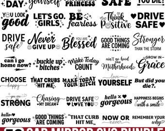 Car Mirror Svg Bundle, Rearview Mirror Svg, Car Mirror Saying, Car ...