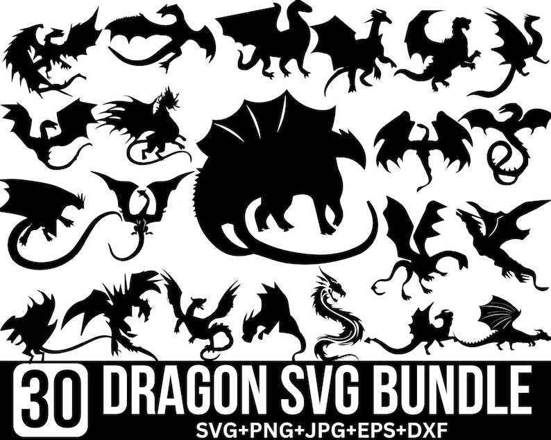 Dragon SVG Bundle: Tattoo Designs, Head Vector (digital Files) - Etsy