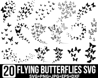 Flying Butterflies Svg Bundle, Butterfly Svg Designs, Butterfly Swarm ...