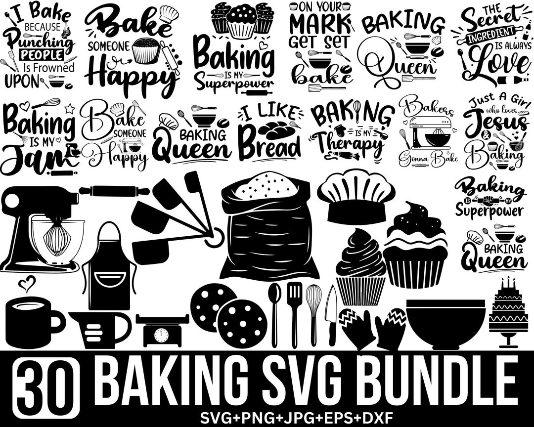 Baking SVG Bundle: Funny Kitchen Quotes, Baking Queen, Baking Quotes ...
