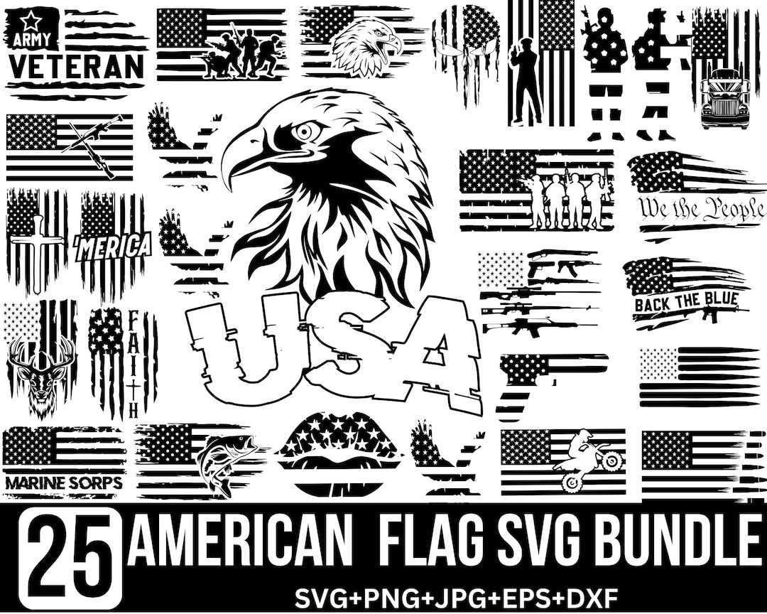 American Flag SVG Bundle: Distressed, Patriotic, Grunge (digital ...