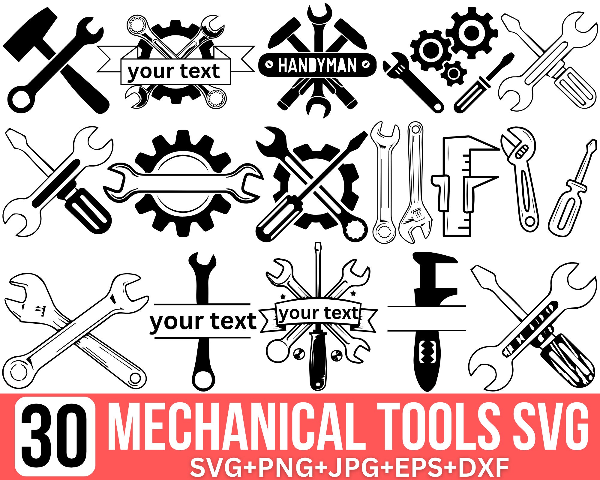Tools SVG Bundle: Mechanic, Carpenter, Handyman Clipart (digital ...