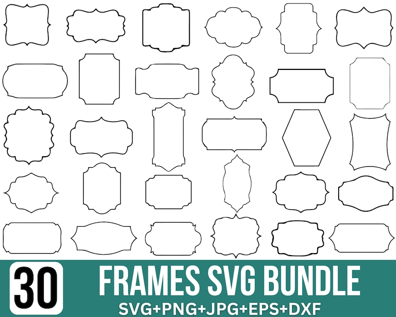 Label Frames Svg Bundle, Frame Clipart, Label Frame Clipart, Vintage ...
