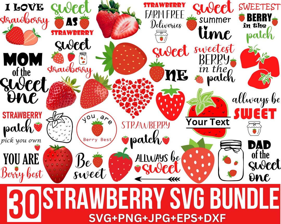 Strawberry SVG Bundle: Berry Clipart, Fruit PNG (instant Download) - Etsy