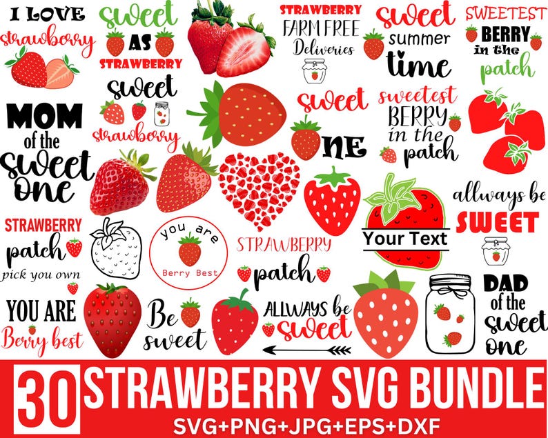 Strawberry SVG Bundle: Strawberry Png, Berry Svg, Fruit Svg, Strawberry ...