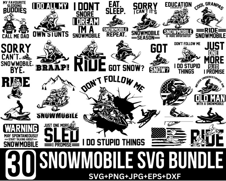 Snowmobile SVG Bundle: Winter Sports SVG, Snowmobiling Quotes ...